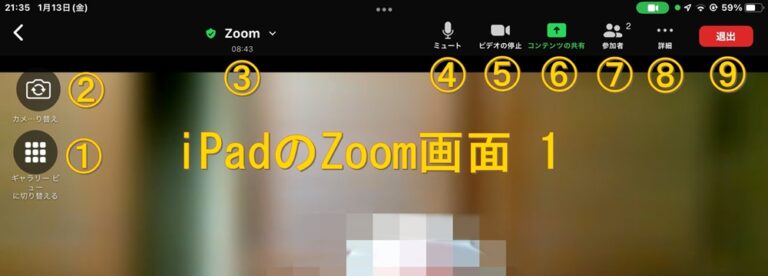 Zoom画面説明 (iPad) | 日々のメモ